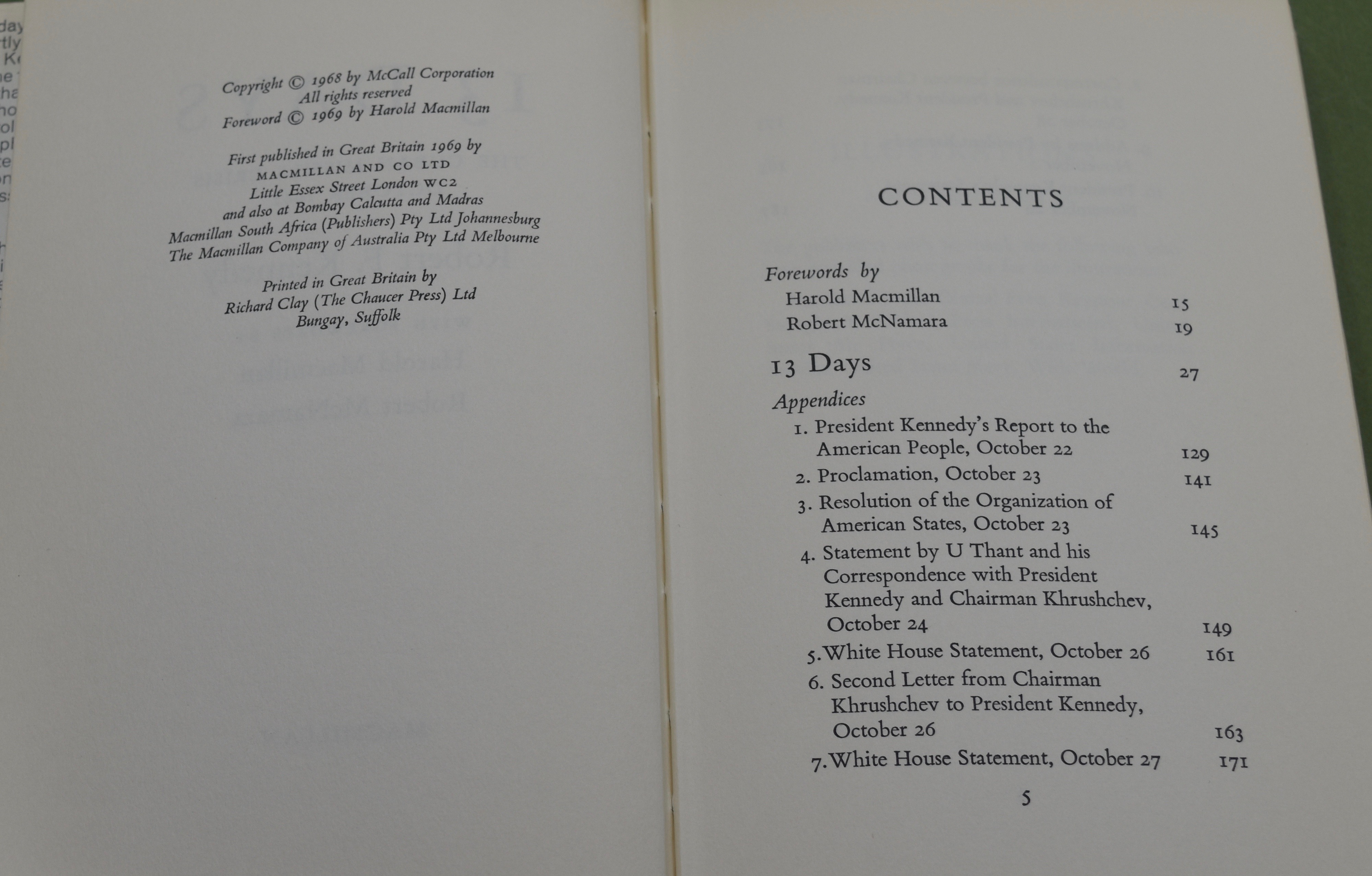 13 Days. The Cuban Missile Crisis. First Printing by Kennedy, Robert ...