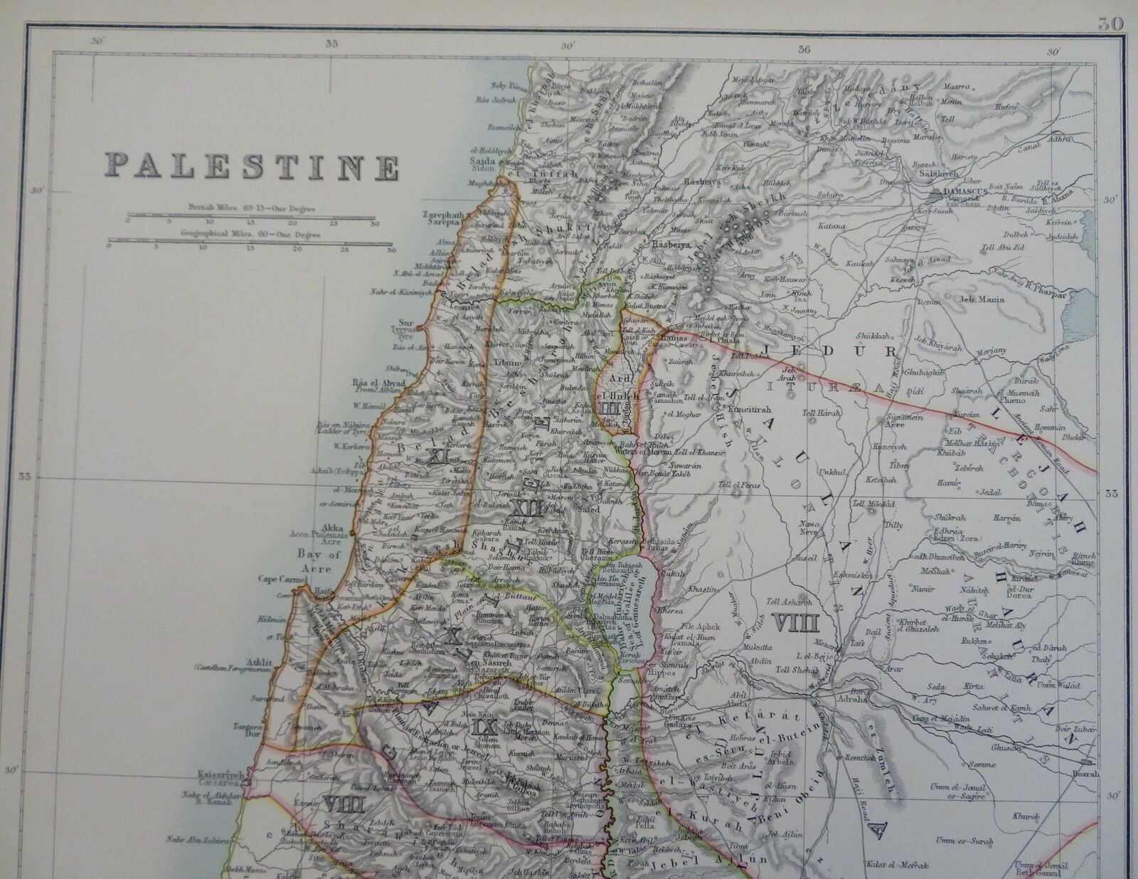 Palestine Israel Holy Land 12 Tribes 1890 scarce folio Scribner-Black ...