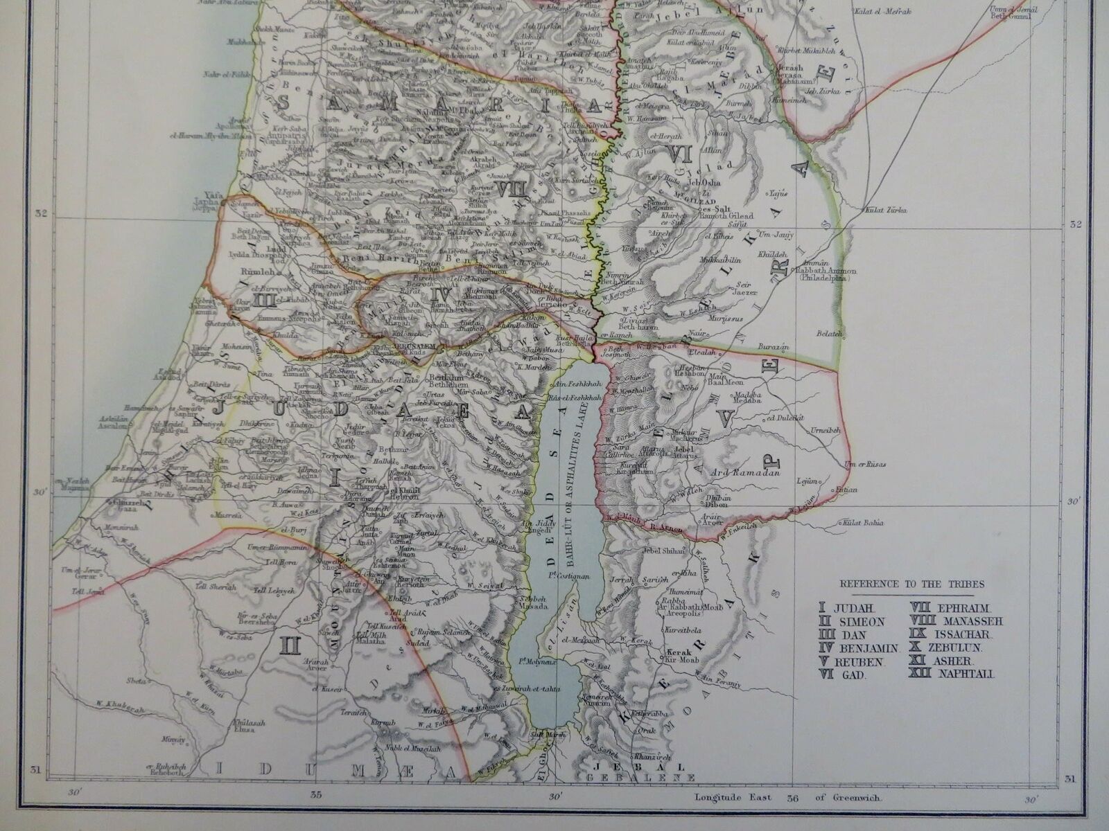 Palestine Israel Holy Land 12 Tribes 1890 scarce folio Scribner-Black ...