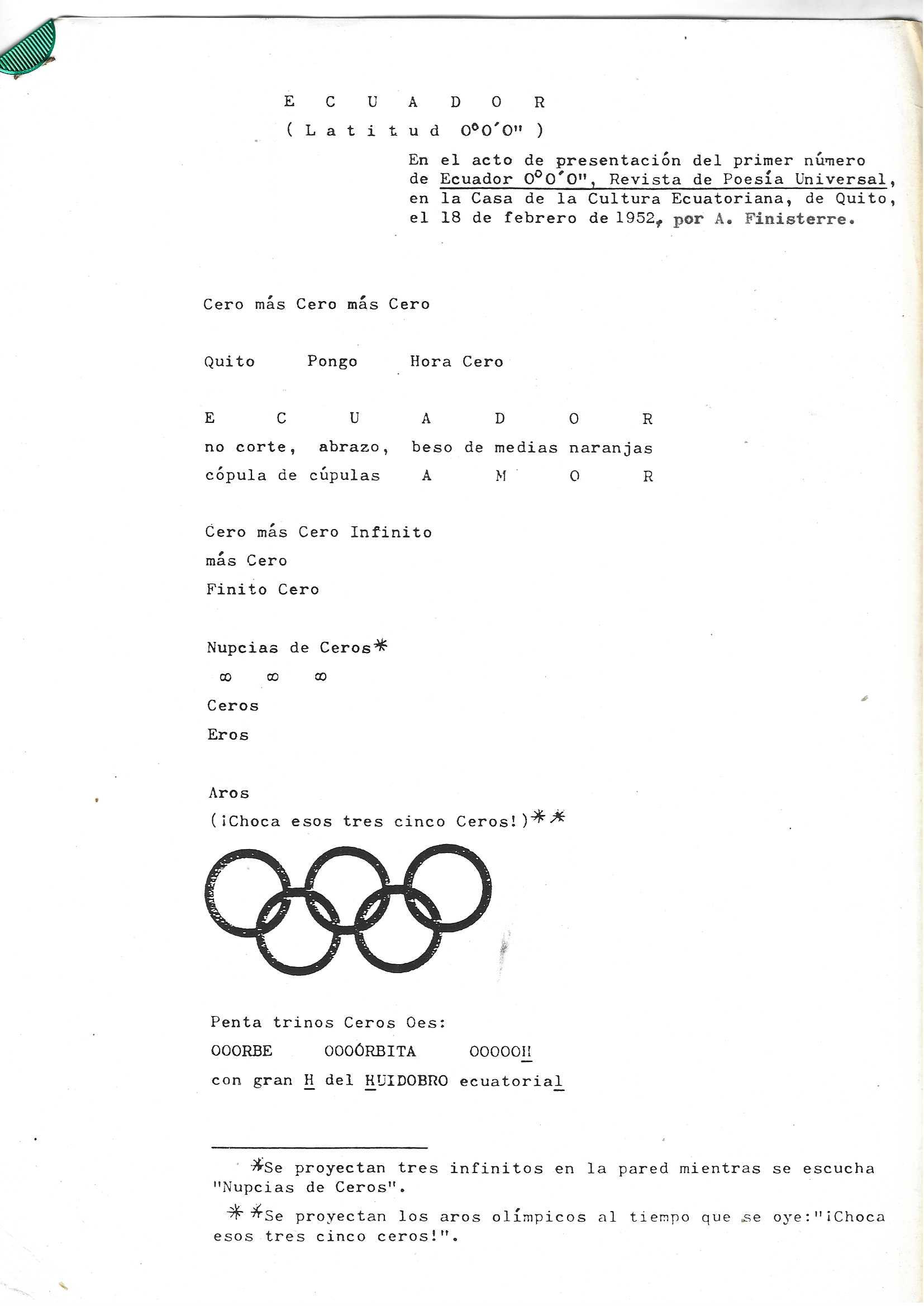 Alejandro Finisterre. Presentación de Ecuador 0º0' 0'' . Quito 18-2 ...