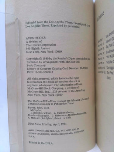 MIG Pilot Final Escape of Lieu von Barron, John: Good Mass Market ...