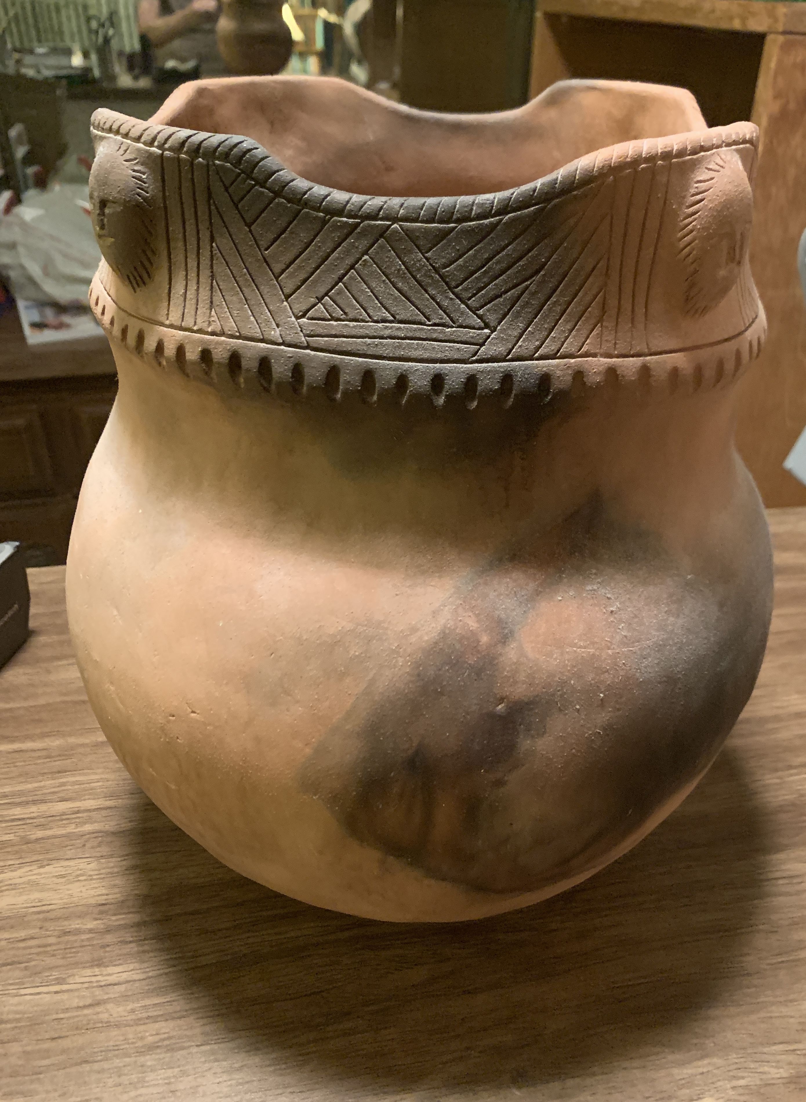 Large Mohawk Traditional Castellated Pot "12" x "8" by Signed and Dated ...
