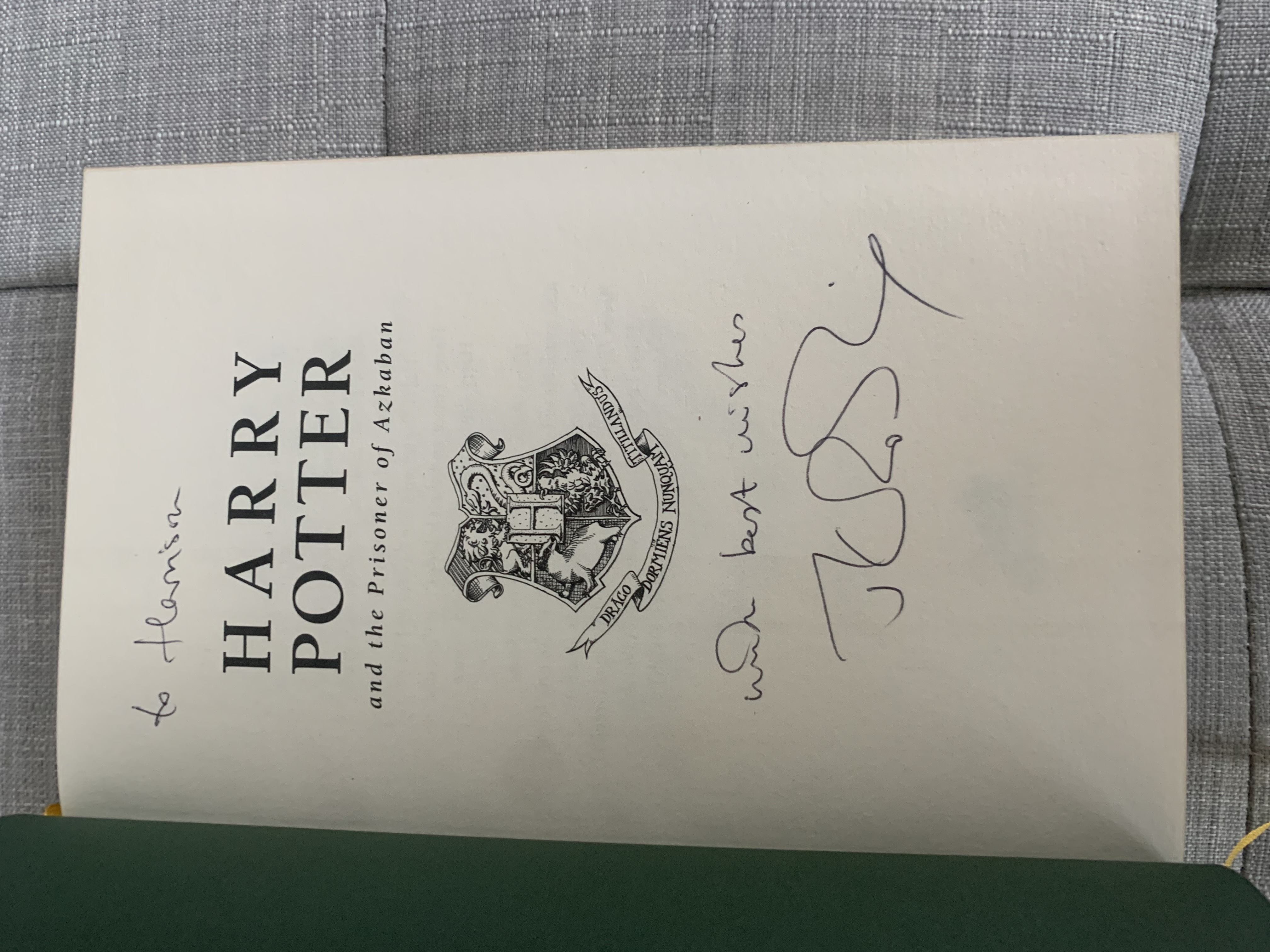 Harry Potter and the Prisoner of Azkaban, inscribed by JK Rowling, with ...