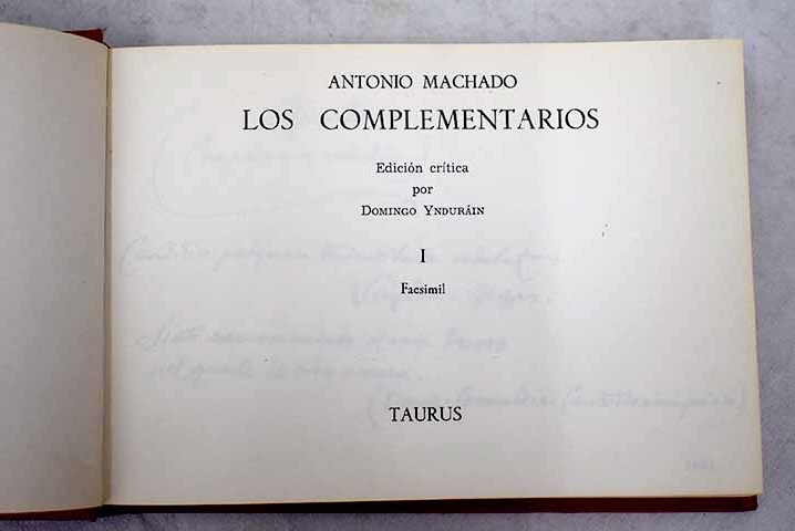 Los complementarios by Machado, Antonio: Bien tapa blanda (1972) | Alcaná Libros