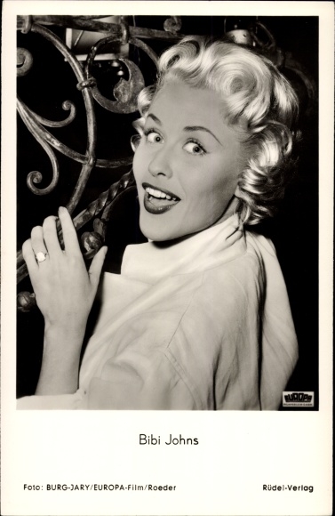 Ansichtskarte / Postkarte Sängerin Bibi Johns, Portrait, Rüdel Verlag: Manuskript ...