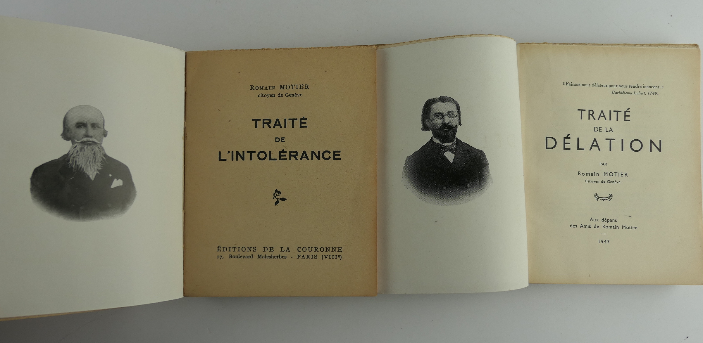 Réunion de deux volumes: I- Traité de la délation. Avec un portrait de ...