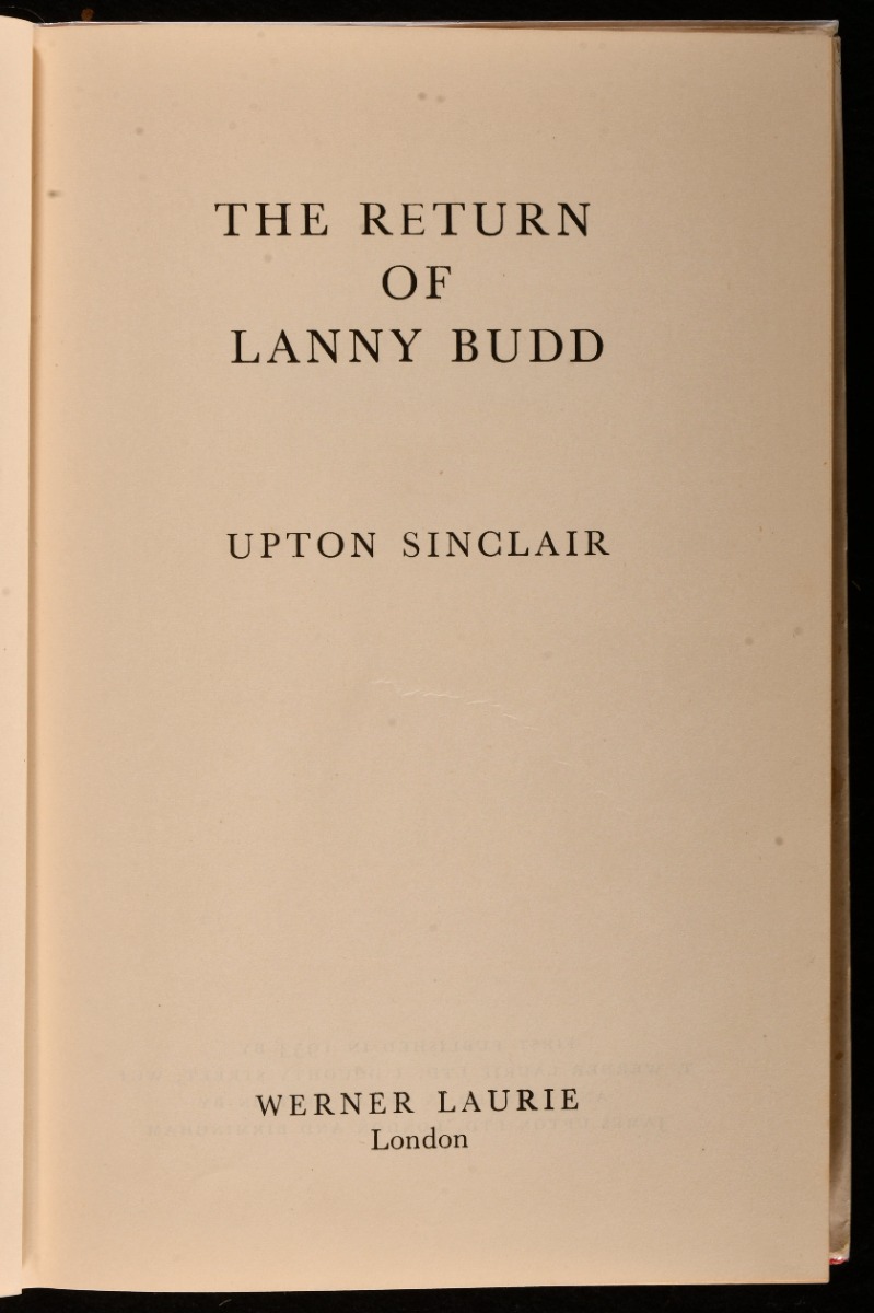 The Return of Lanny Budd de Upton Sinclair: Near Fine Cloth (1953 ...