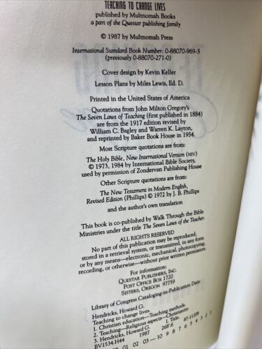 Teaching to Change Lives by Dr. Howard Hendricks, 1st Revised Edition ...