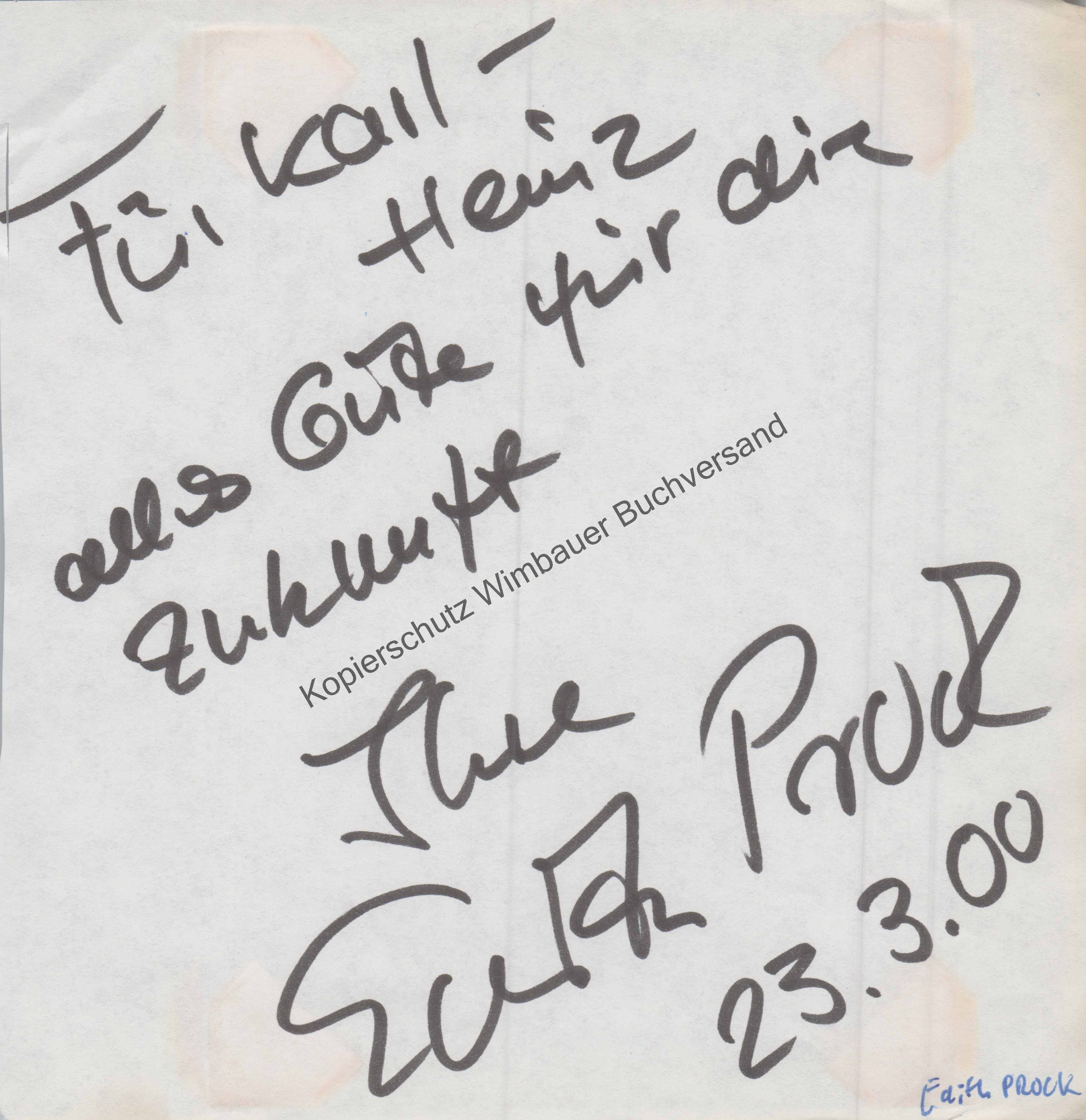 Original Autogramm Edith Prock (*1949) Schlagersängerin /// Autogramm ...