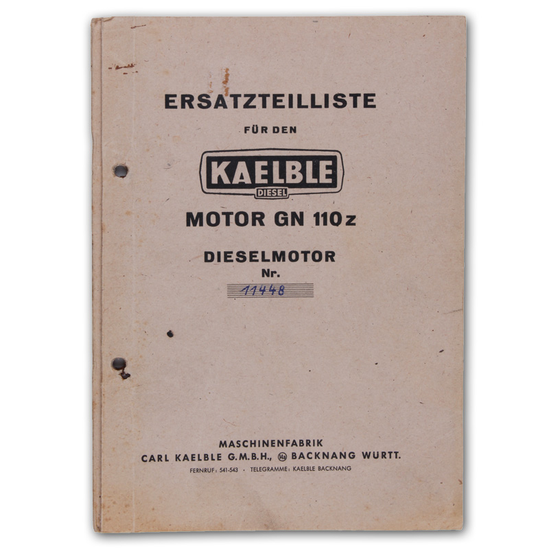 Ersatzteilliste für den Kaelble Motor GN 110z Dieselmotor Nr. 11448 ...