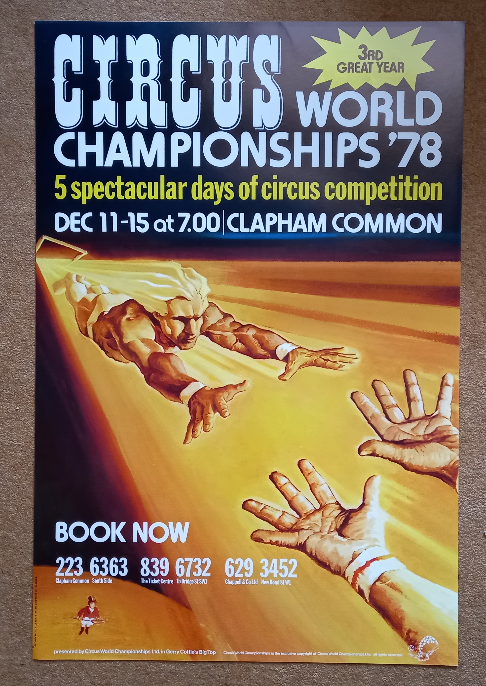 Poster advertising the Third Circus World Championships held in London ...