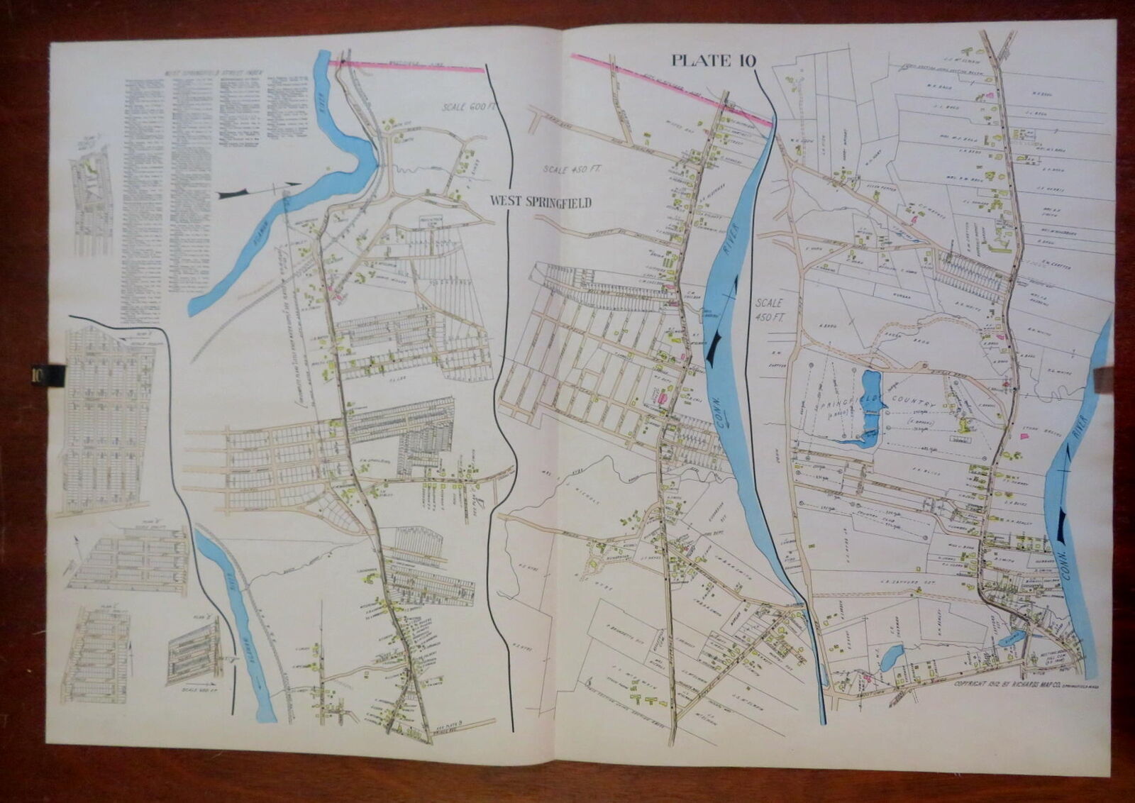 West Springfield Massachusetts Town & City Plan 1912 Richards large ...