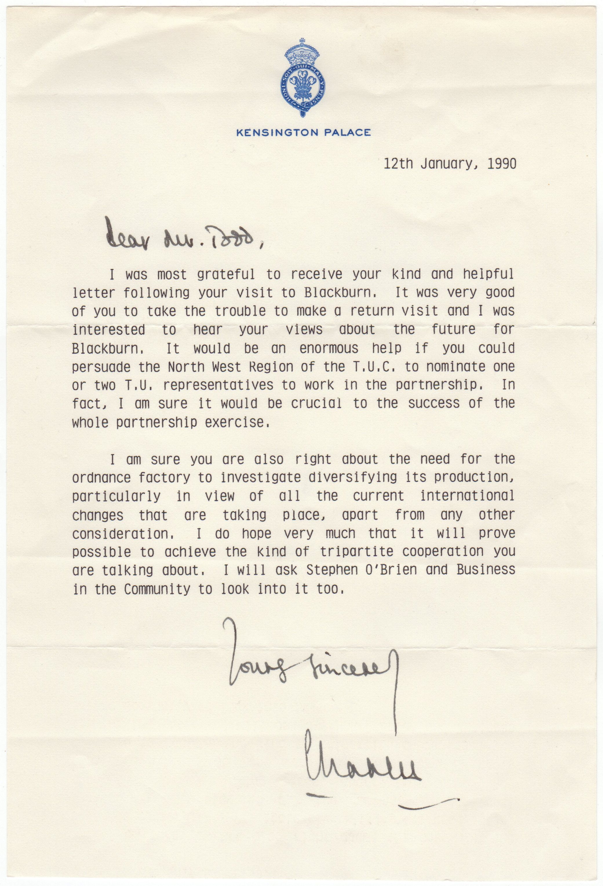 Typed letter signed by Charles III., King (1948): Signatur des ...