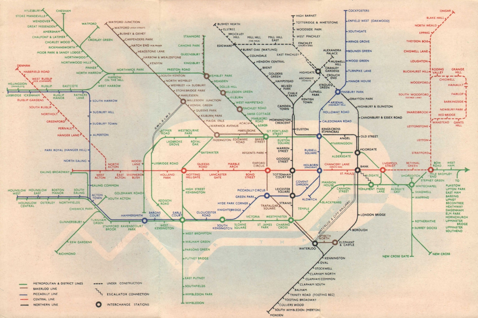 London Underground Transport - Railway Map No 2. 1939 - 1/4/1939.2036.G. by Schleger, Hans ...