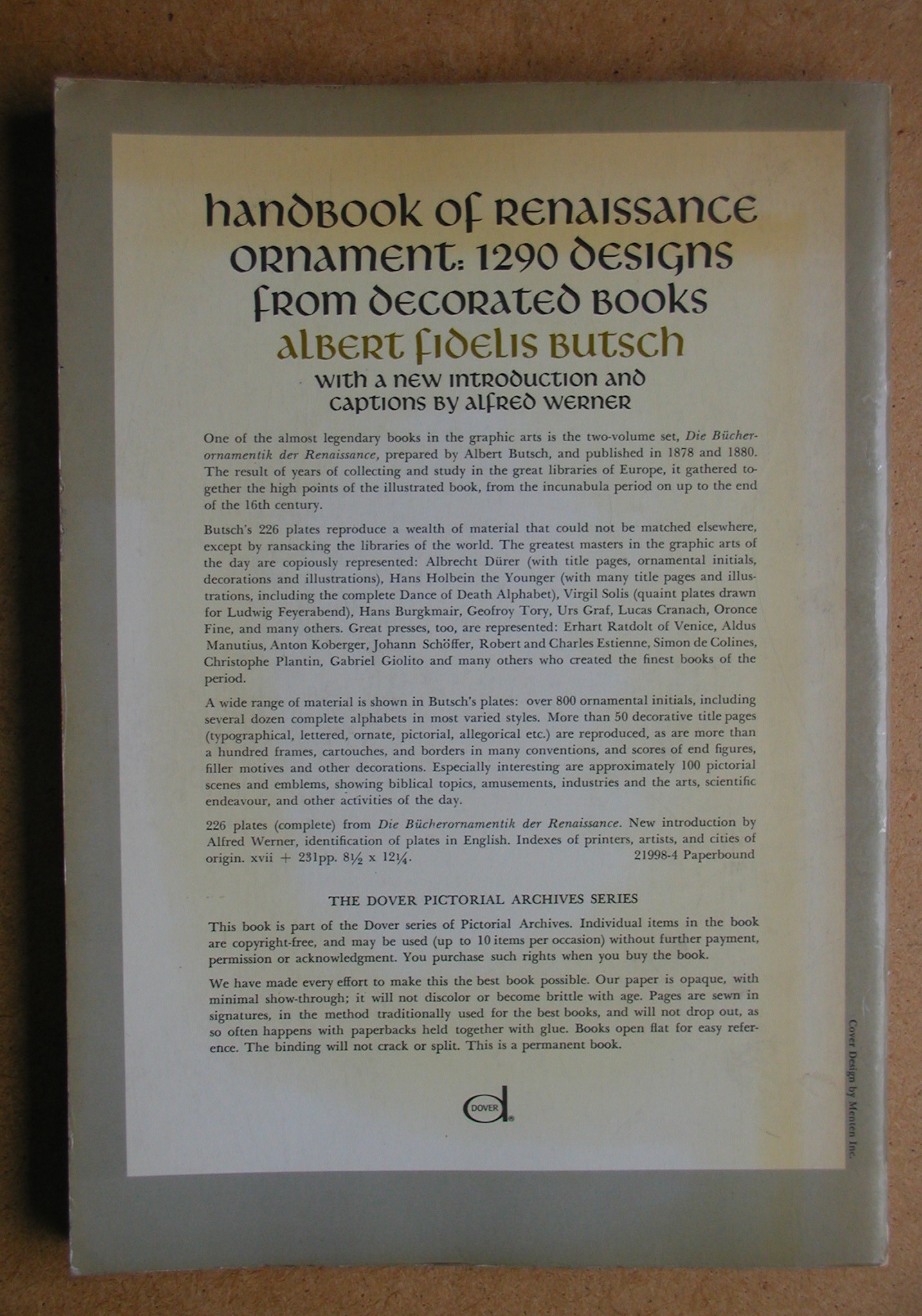 Handbook of Renaissance Ornament. 1290 Design from Decorated Books. by ...