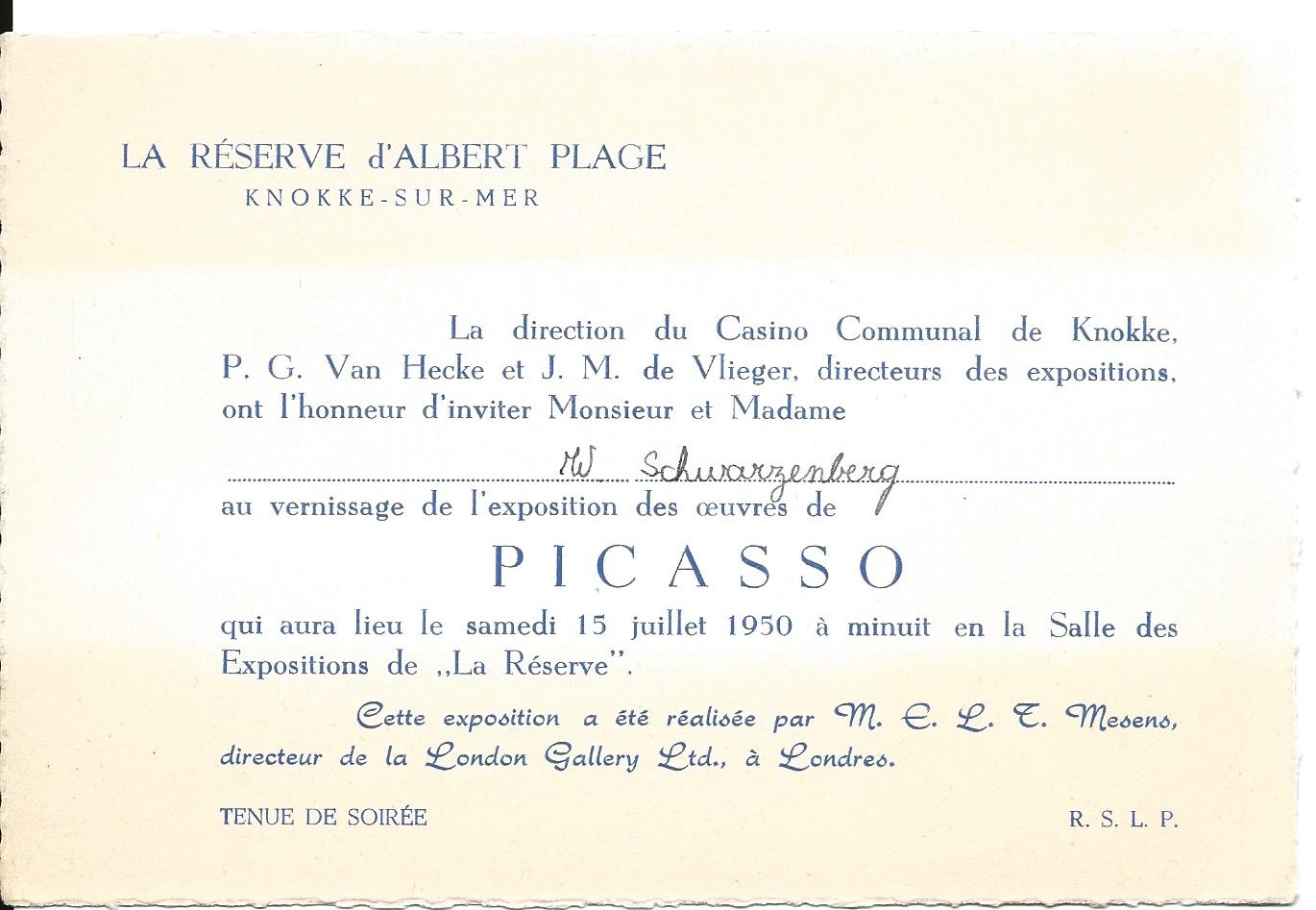 Pablo Picasso (1881-1973) - La Reserve d'Albert Plage (invitation) by ...