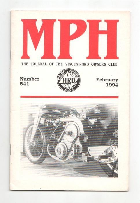 Revista / magazine MPH num 541, february 1994: Vincent HRD Owners Club ...