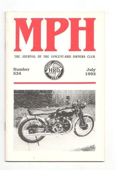Revista / magazine MPH num 534, july 1993: Vincent HRD Owners Club ...