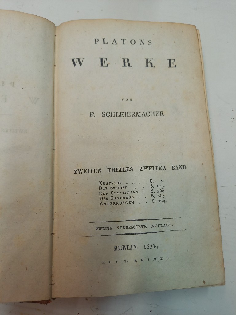 Platons Werke - Zweiten Theiles Erster Band [und] Zweiter Band. 2 ...