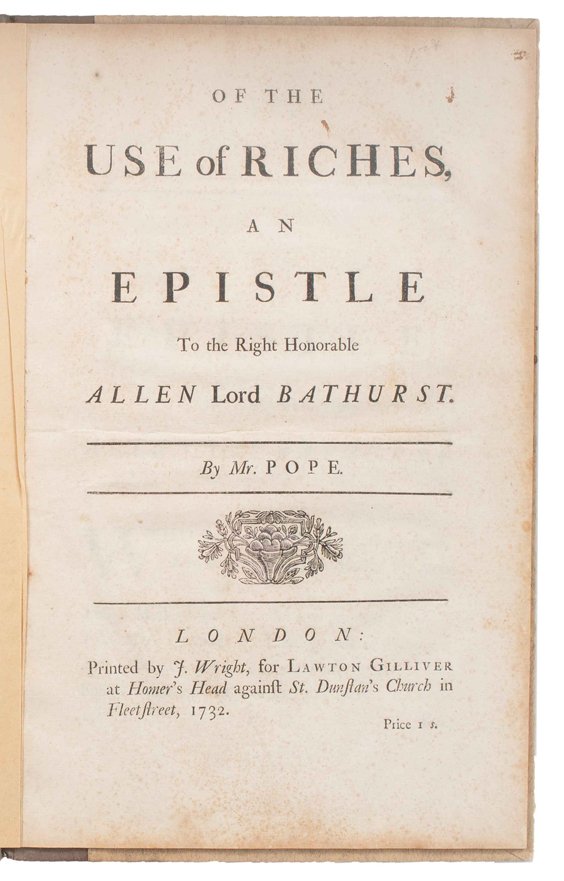 Of the Use of Riches, an Epistle to the Right Honorable Allen Lord ...
