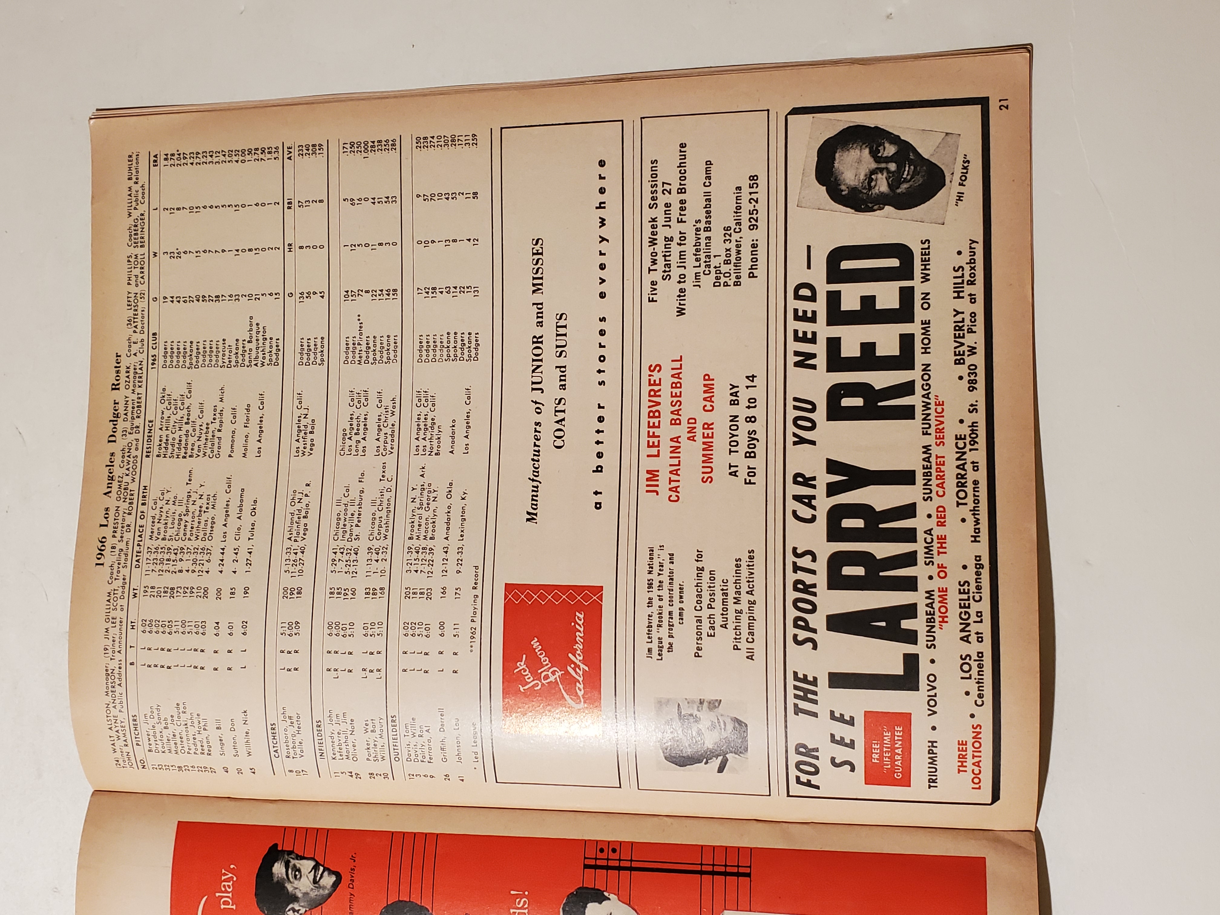 1966 Los Angeles Dodgers Official Scorecard: (1966) Magazine ...