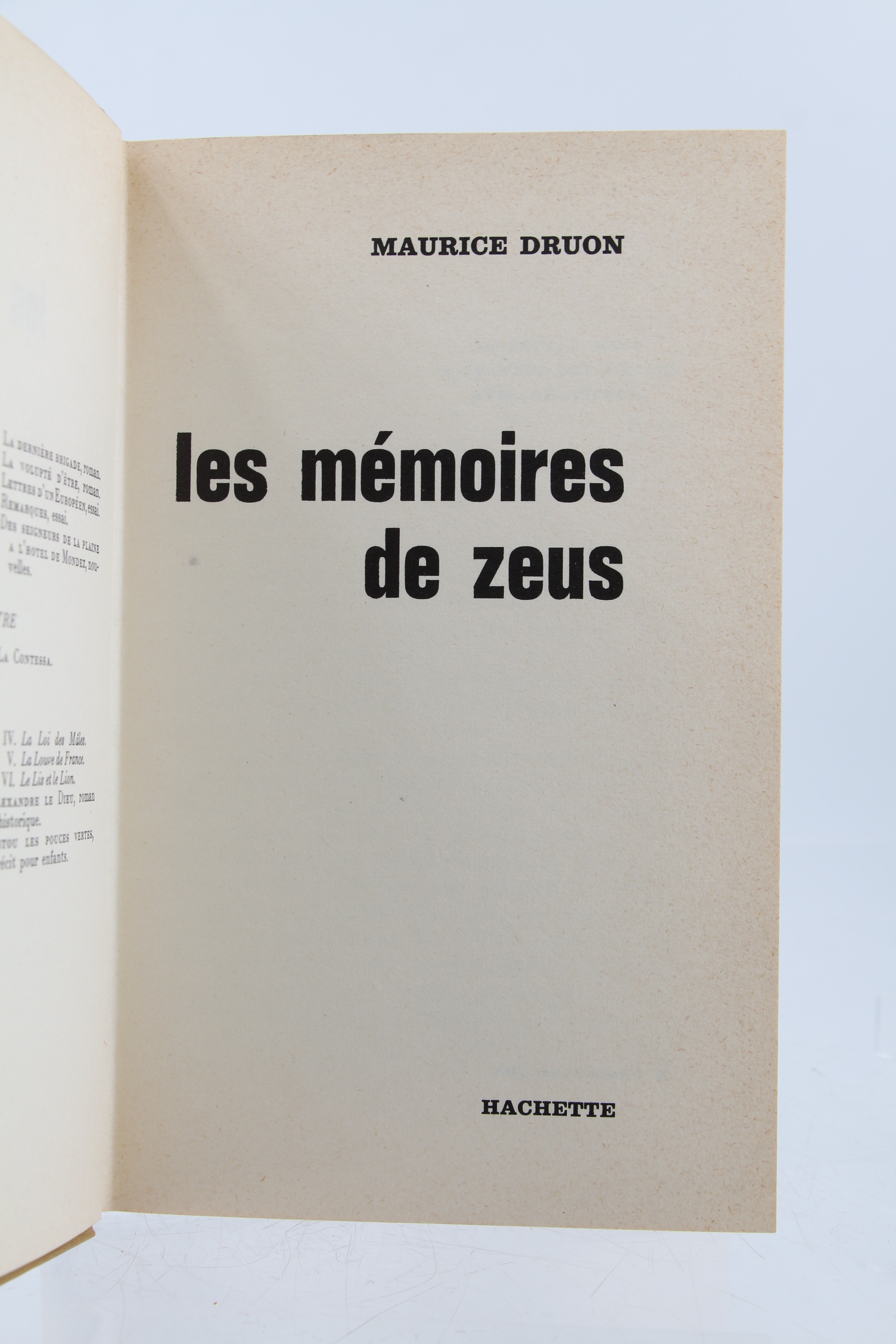 Les mémoires de Zeus by Maurice DRUON: Couverture rigide (1963) Signed ...