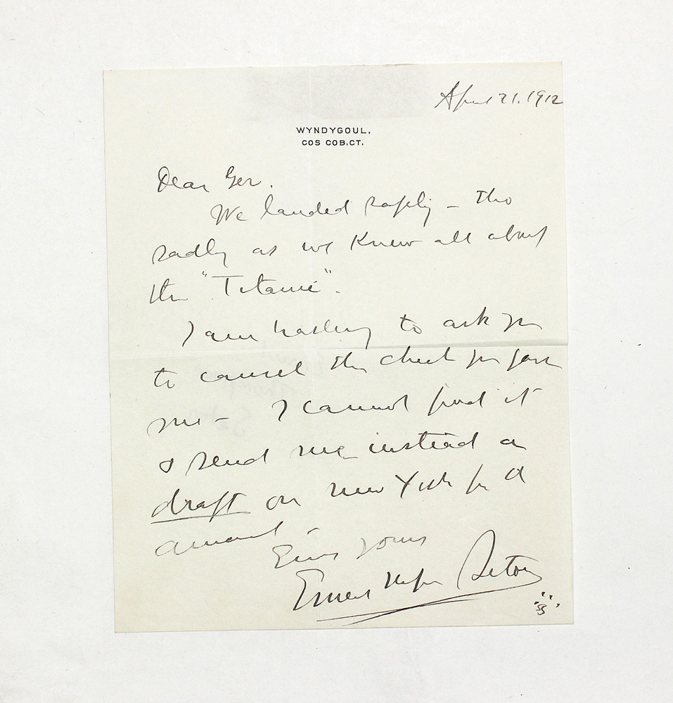 An Original Handwritten Letter Mentioning the Titanic Signed by the ...
