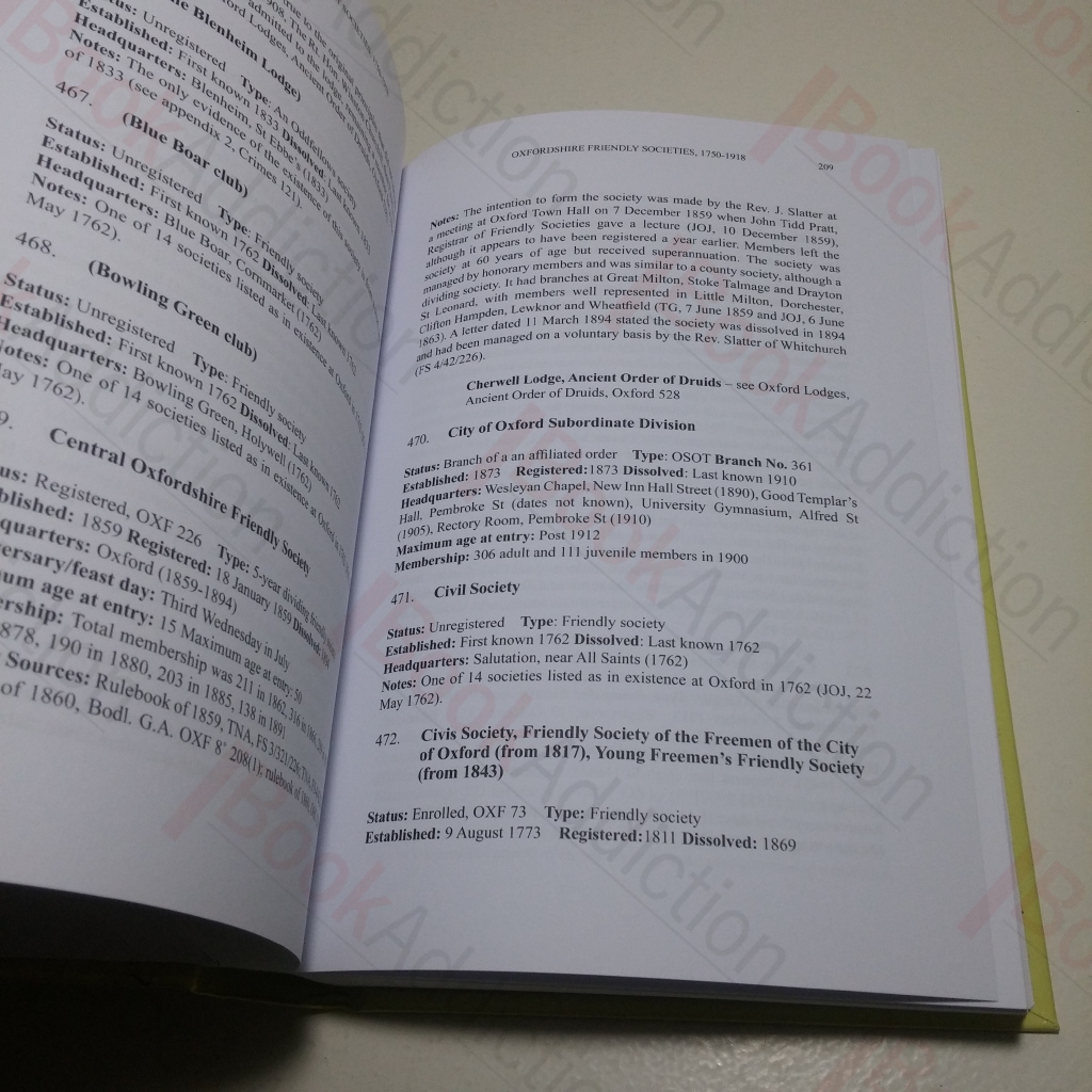 Oxfordshire Friendly Societies, 1750-1918 (Oxford Record Society series ...