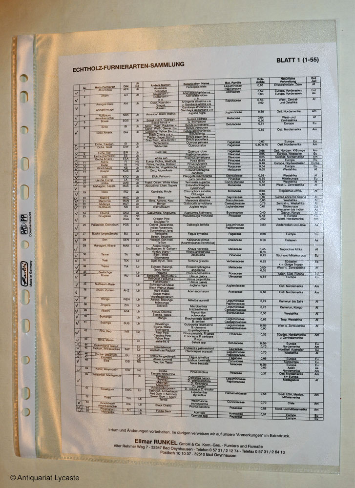 Echtholz-Furnierarten-Sammlung - 161 echte Furniere in 3 Ringordnern ...