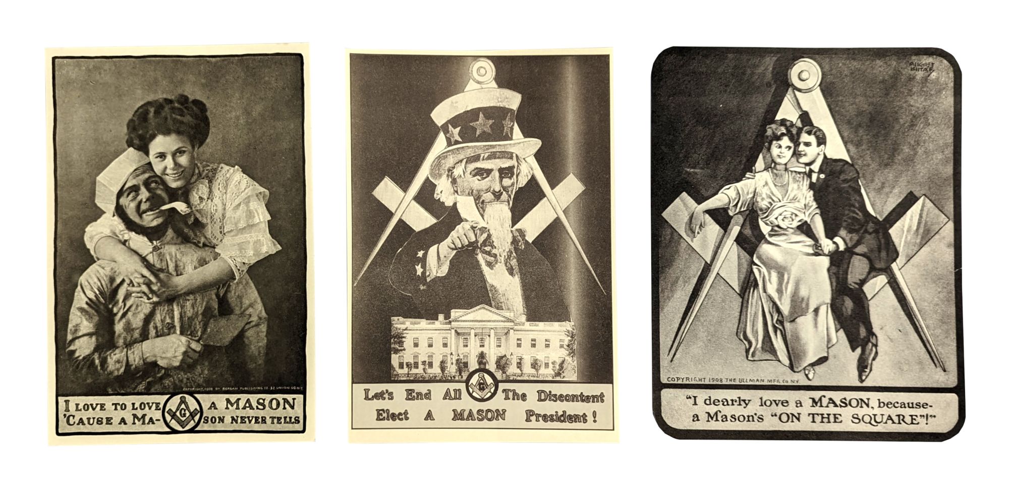 Three Masonic Promotional Posters [Including]: I Love to Love a Mason ...