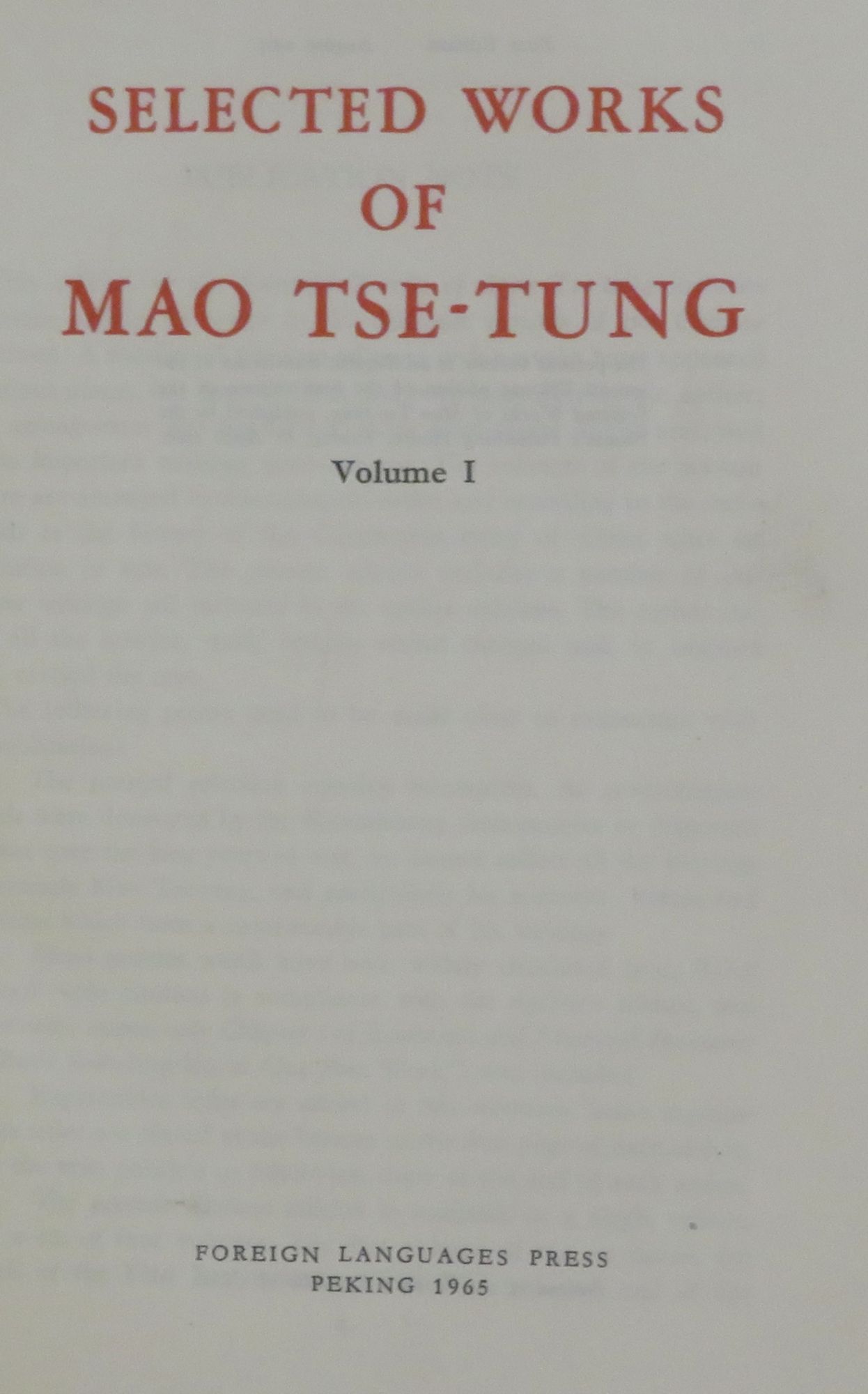 Selected Works of Mao Tse-Tung [ Complete Four-Volume Set ] by Tse-Tung ...