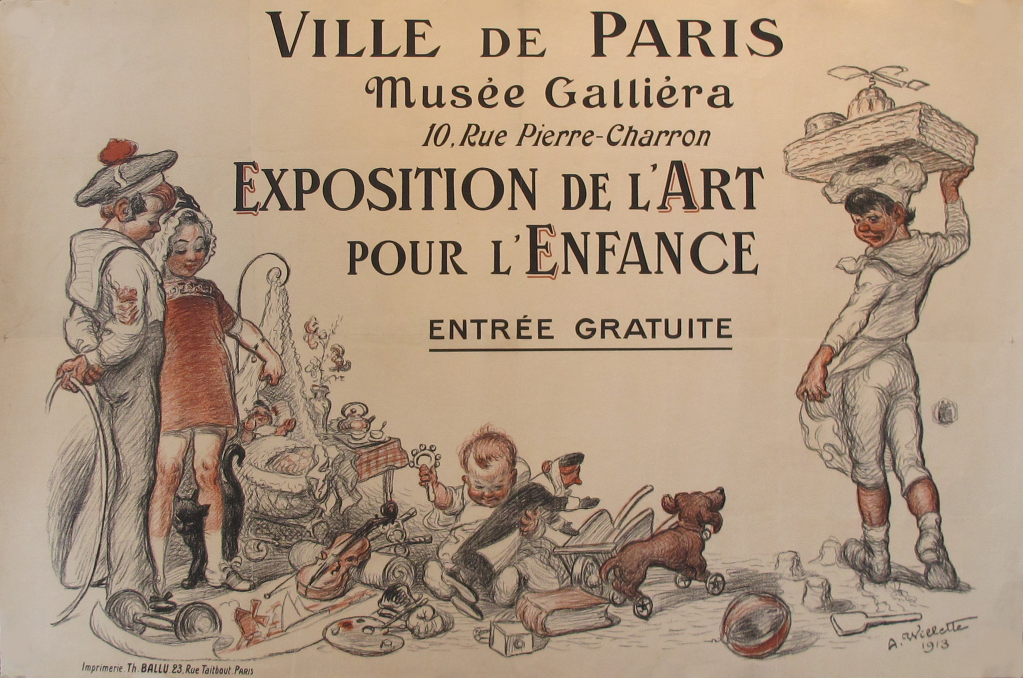1913 Original French Art Deco Poster, Expo De L'art Pour L'Enfance ...