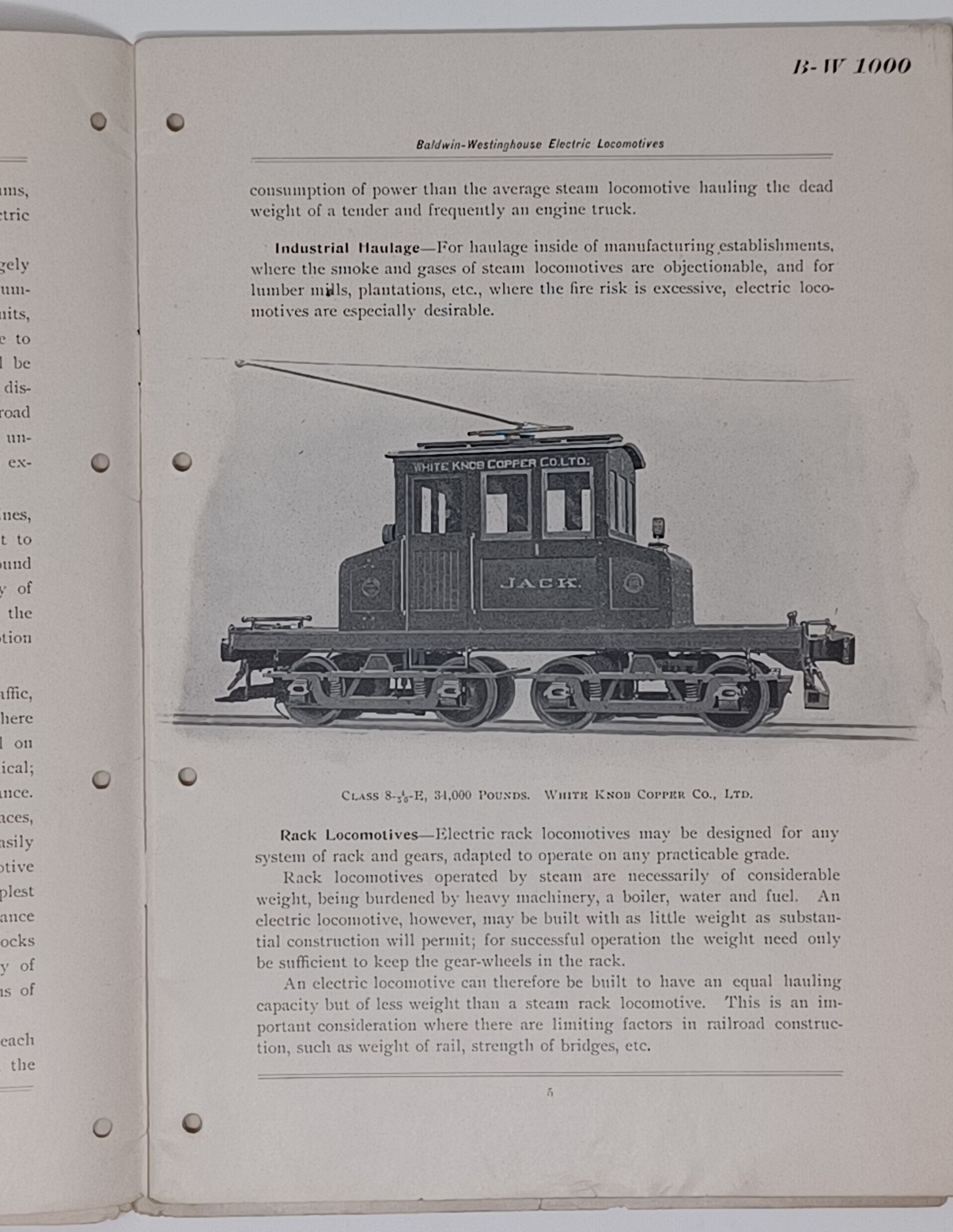 Baldwin - Westinghouse Electric Locomotives Circular No B-W 1000, April ...