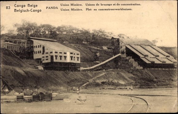 Ansichtskarte / Postkarte Belgisch Congo, Panda, Union Miniere, Usines ...