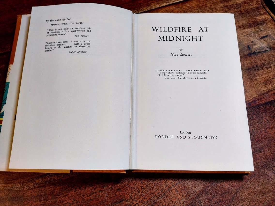 Wildfire At Midnight by Mary Stewart: Near Fine Hardcover (1956) 1st ...