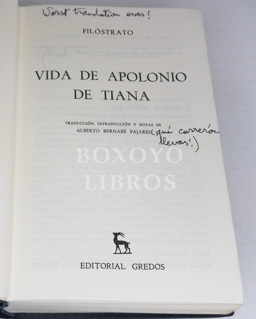 Vida de Apolonio de Tiana. Traducción, introducción y notas de Alberto ...