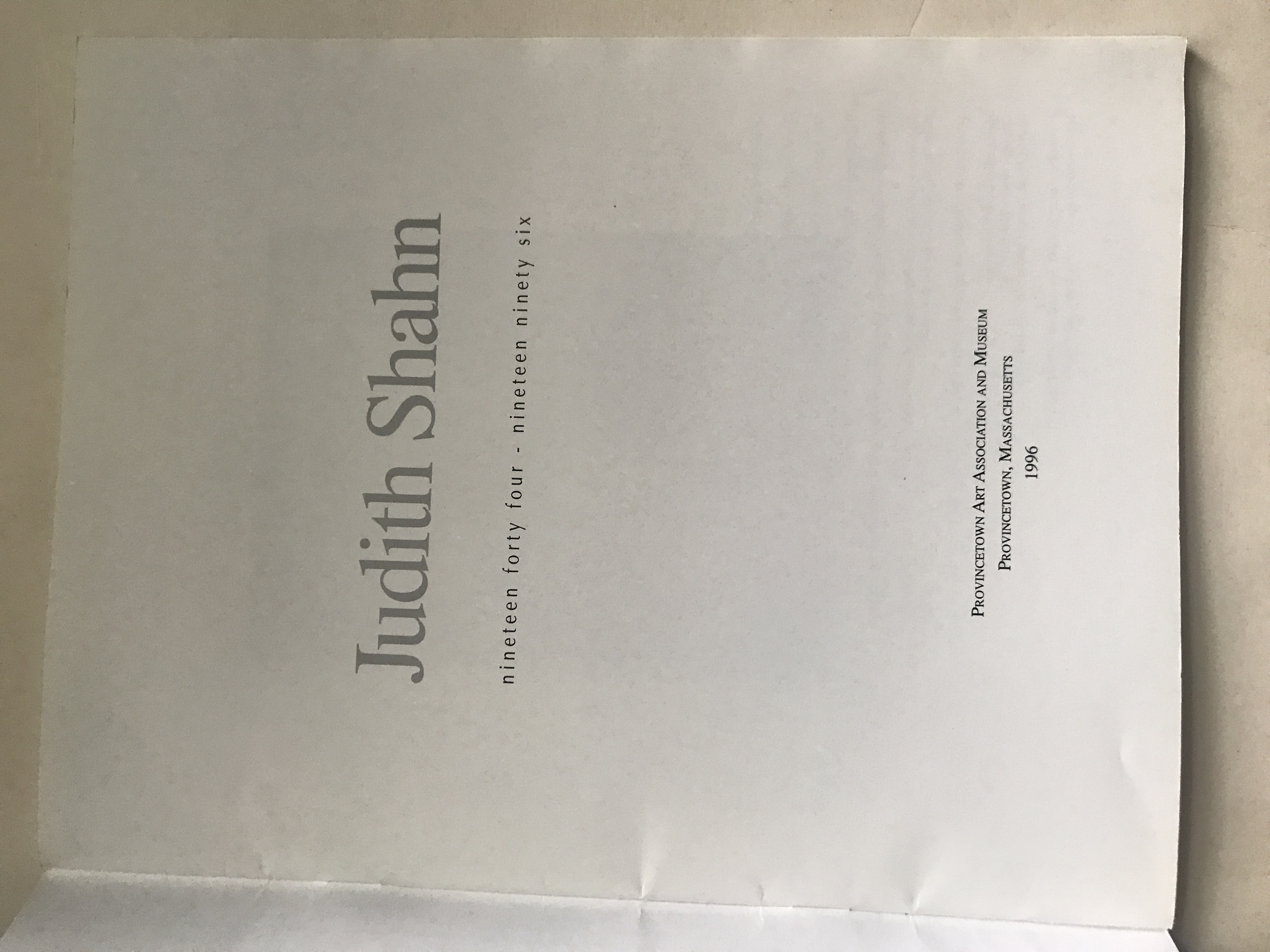 Judith Shahn: Nineteen forty four to Nineteen ninety six (Art Catalogue ...