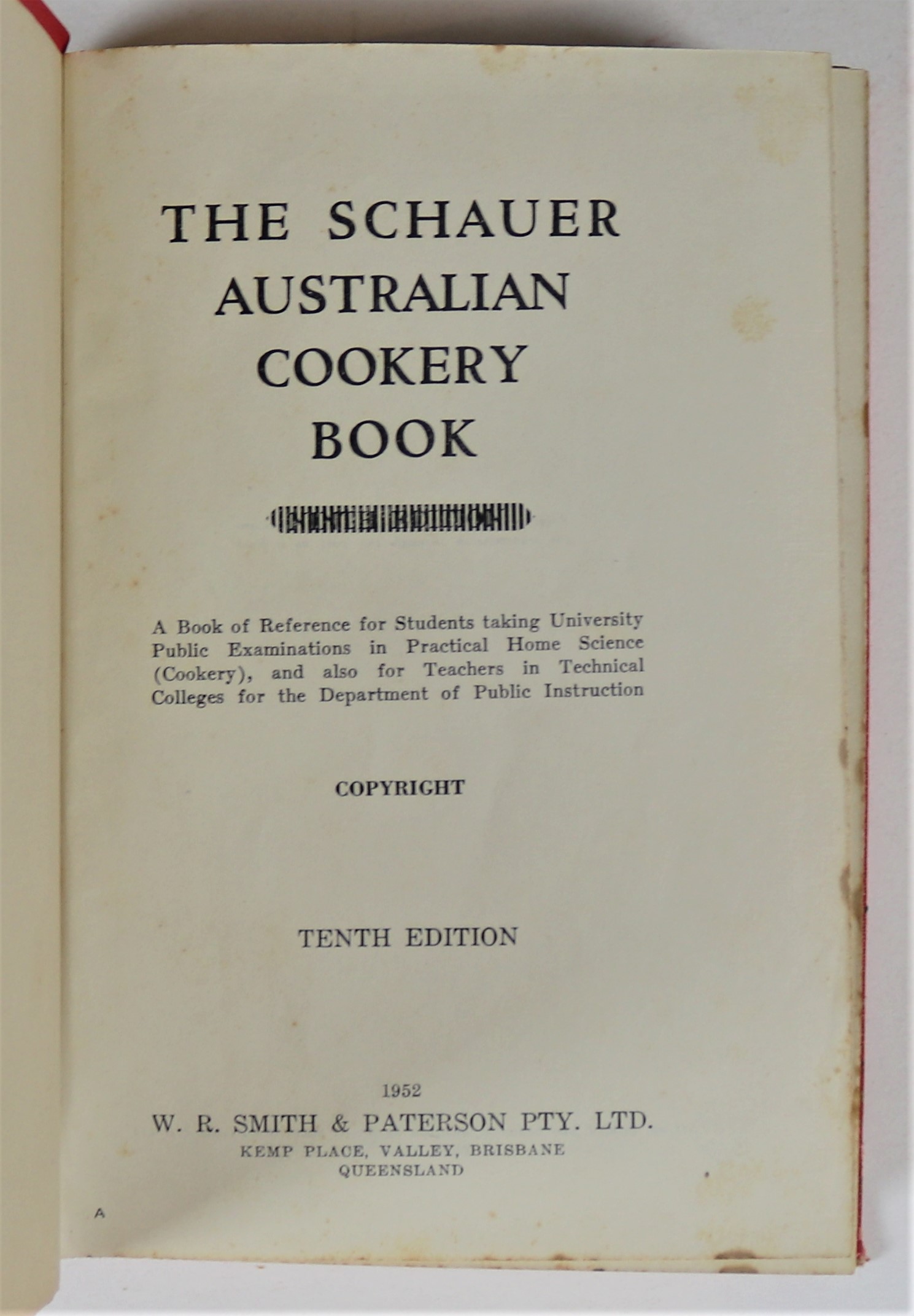 The Schauer Australian Cookery Book tenth edition by Schauer, Amy: Good ...