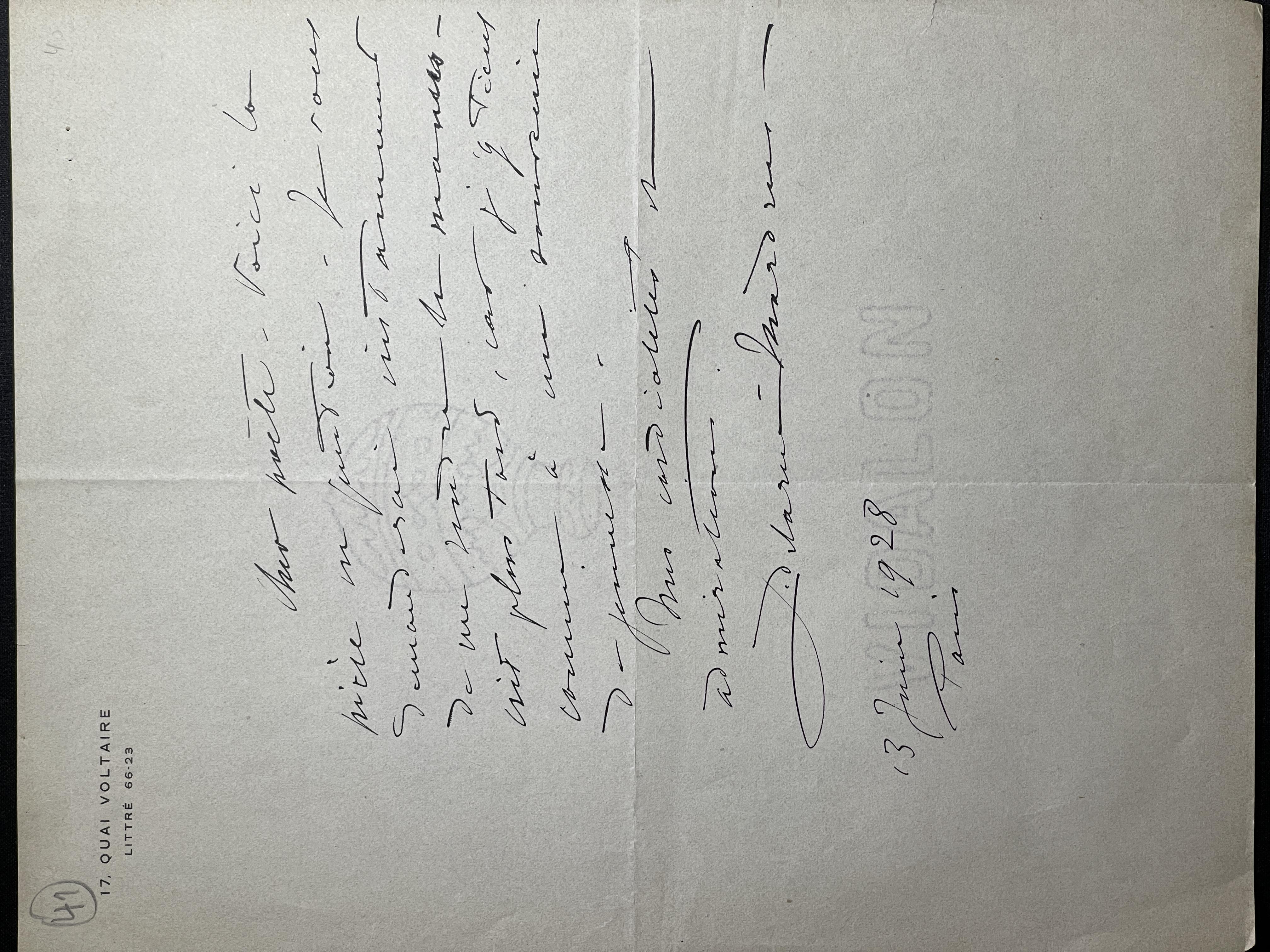 Lettre autographe signée au poète Paul Fort (1872-1960) by Lucie ...