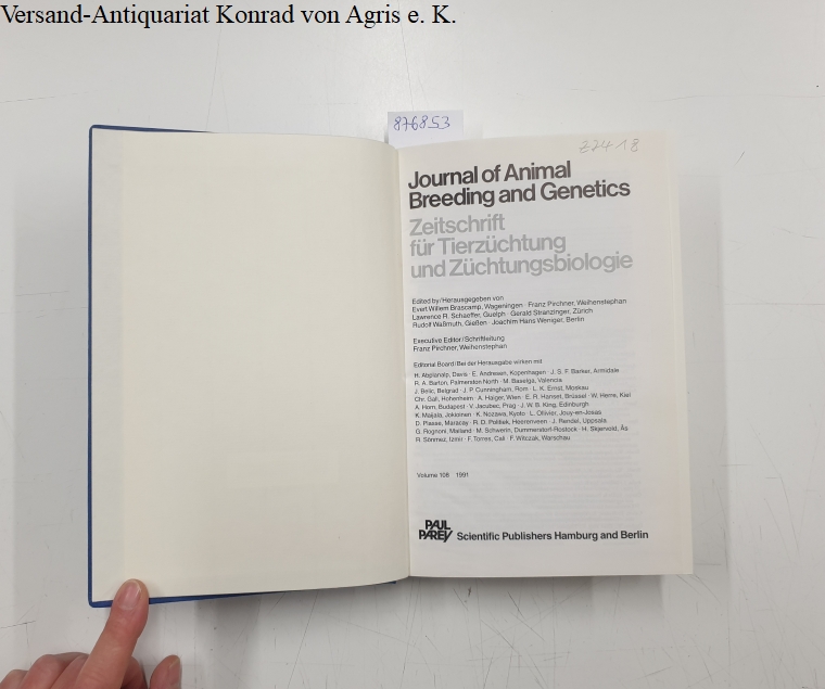 Journal of Animal Breeding and Genetics : Volume 108 : 1991 ...