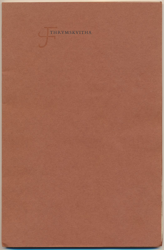 Thrymskvitha by BERGER, Sidney, and HOLLO, Anselm (translators ...