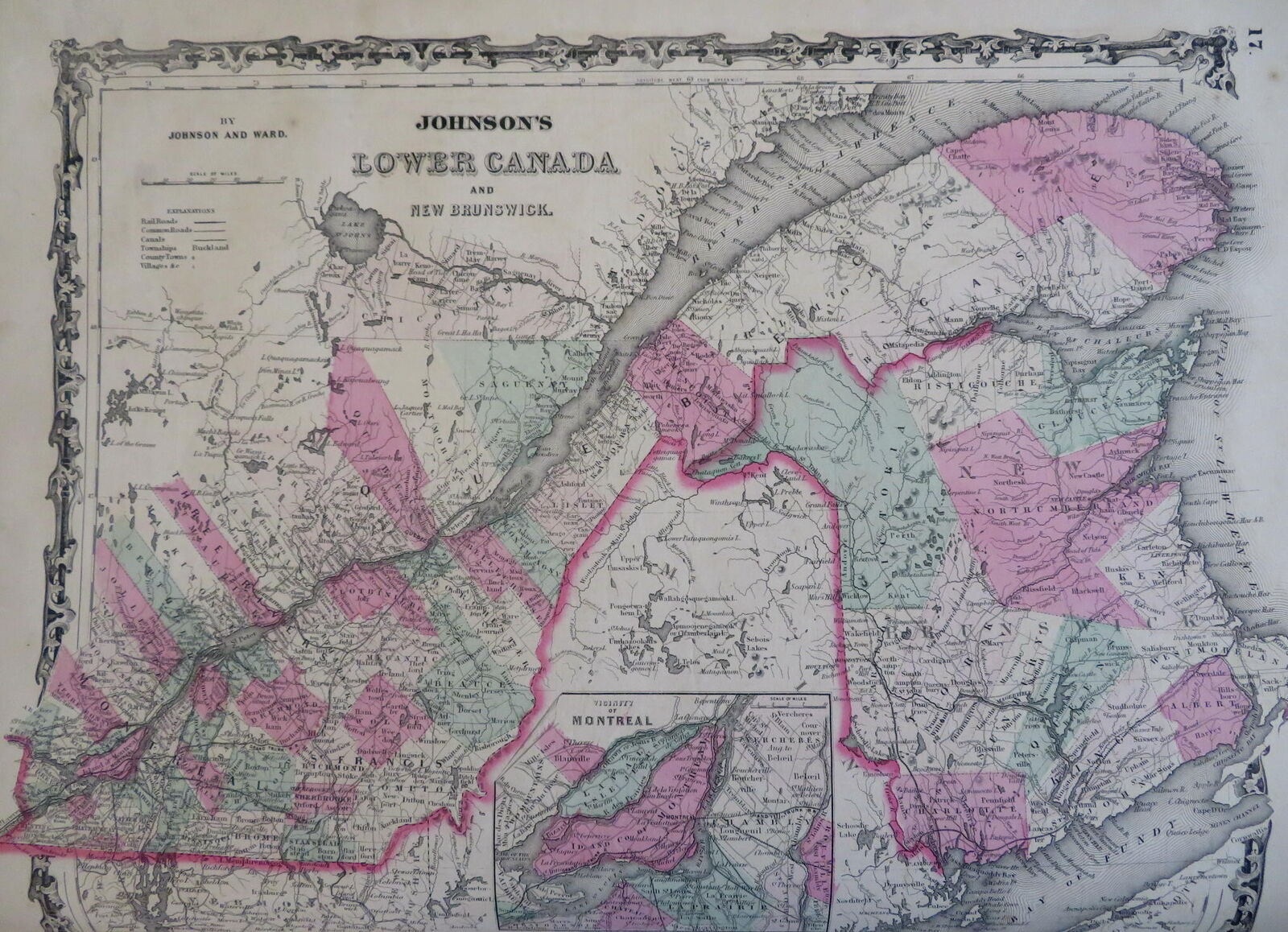 Upper & Lower Canada Montreal Quebec Wolf Island 1863 Johnson & Ward ...