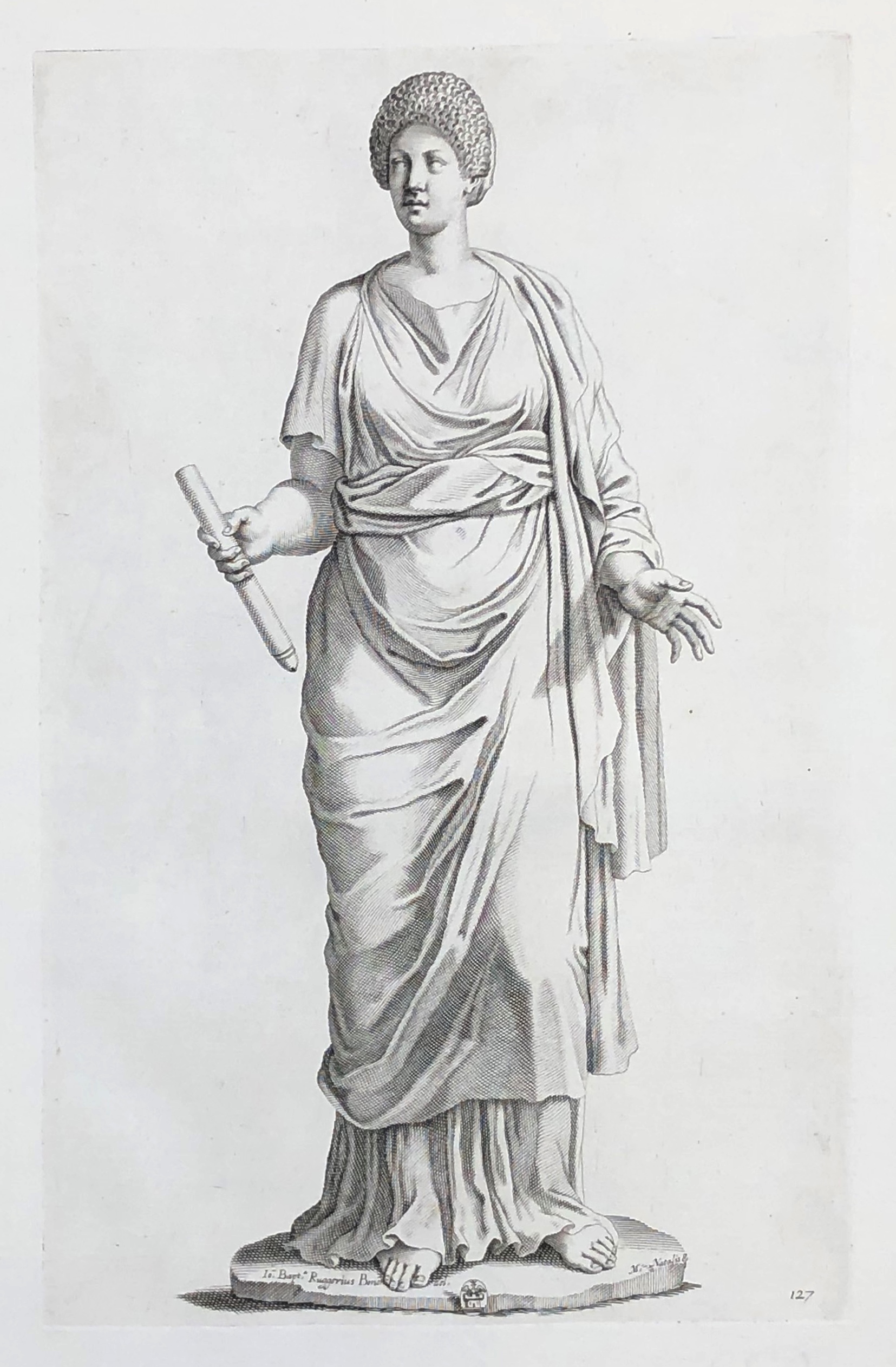 (Statue of a standing woman holding a staff) - woman / Frau / femme ...