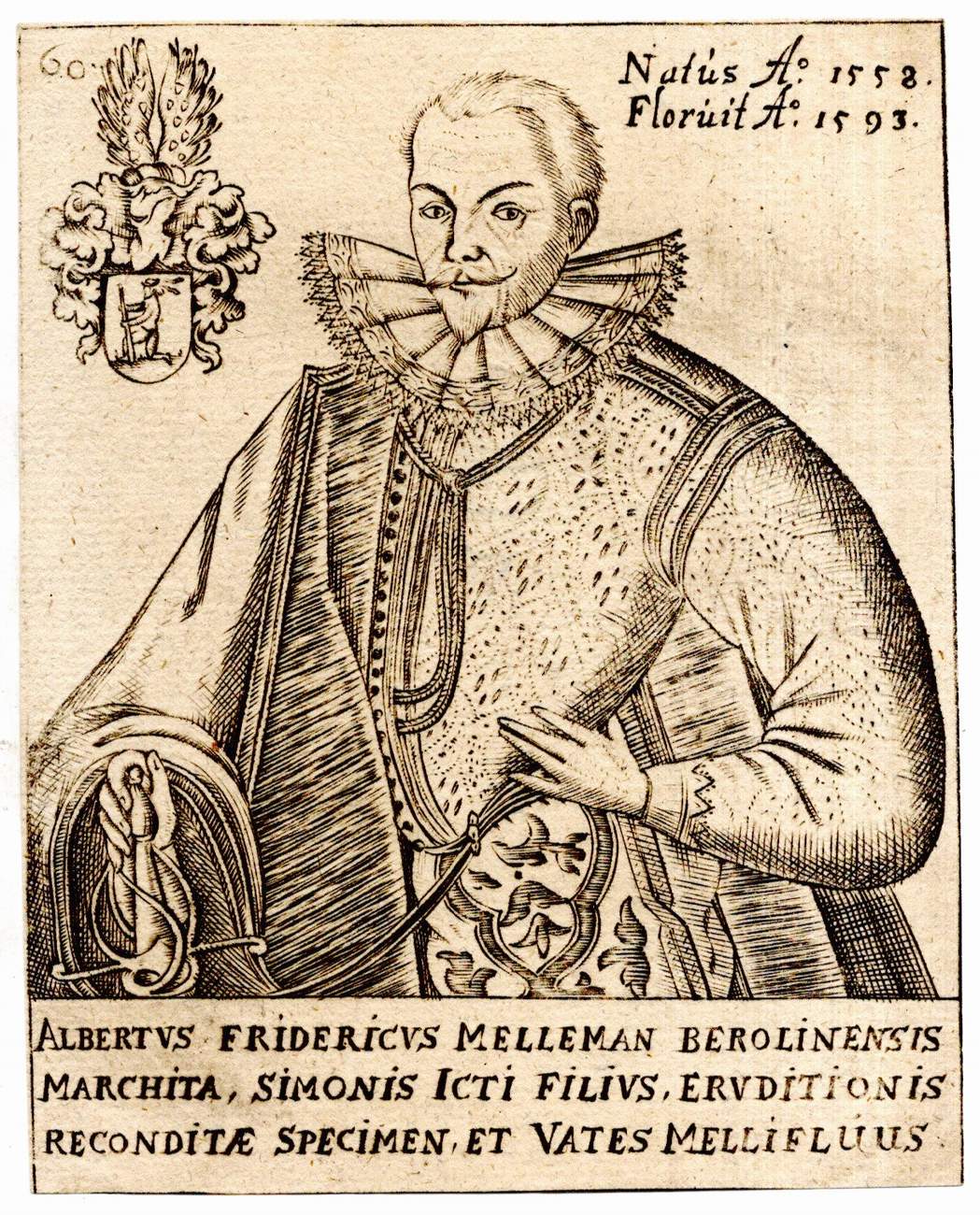Albertus Fridericus Melleman. Kupferstich-Porträt. by Mellemann, Albert ...