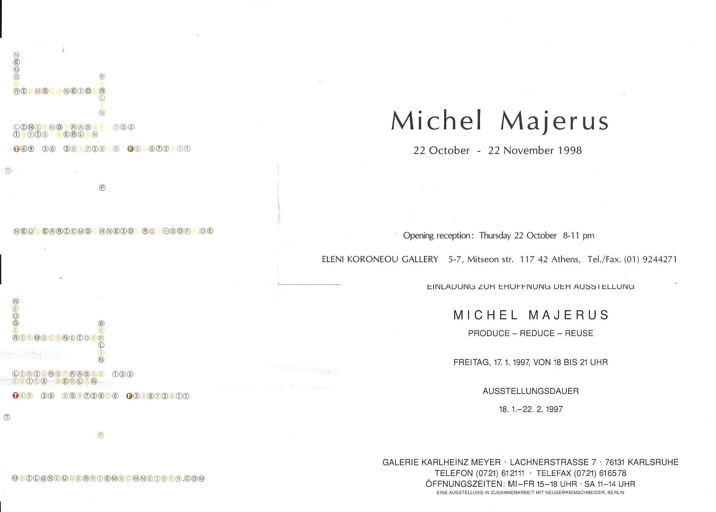 Michel Majerus (1967-2002) - a collection of 4 invitations by Majerus ...