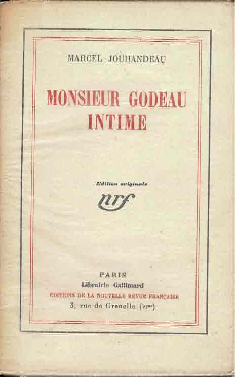 Monsieur Godeau intime. by Jouhandeau, Marcel: Très bon Couverture ...