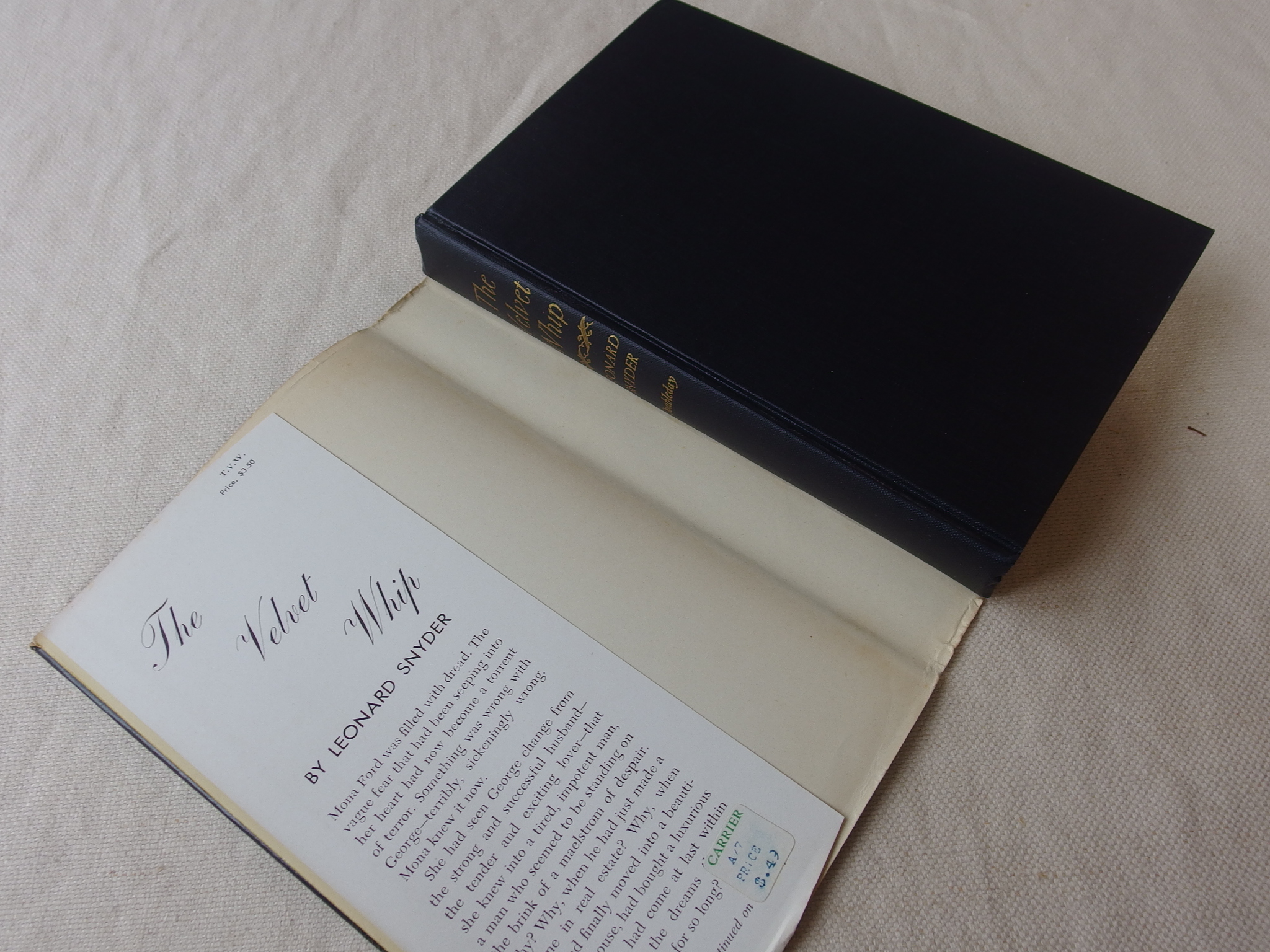 The Velvet Whip by Leonard Snyder: Near Fine Hardcover (1954) 1st ...