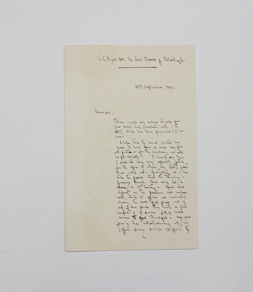 An Original Hand Written Letter and Signed by Artist Sir George Reid to ...