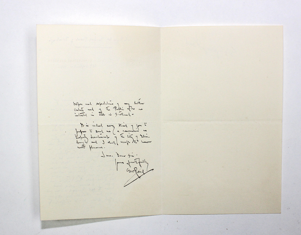 An Original Hand Written Letter and Signed by Artist Sir George Reid to ...