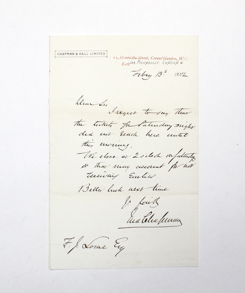 An Original Chapman and Hall Hand Written Letter and Signed by ...